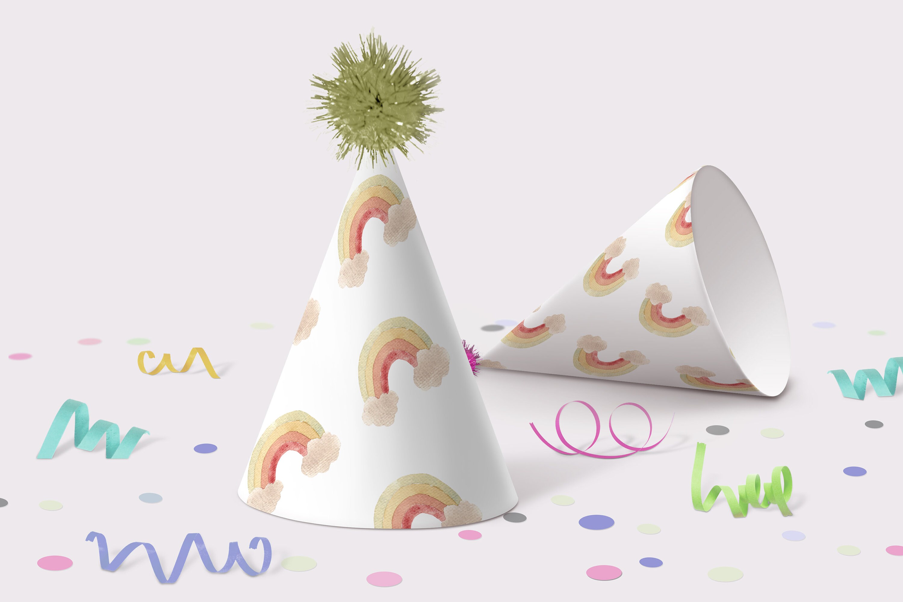 Watercolor Rainbow Birthday Party Hat Printable Rainbow Party - Etsy