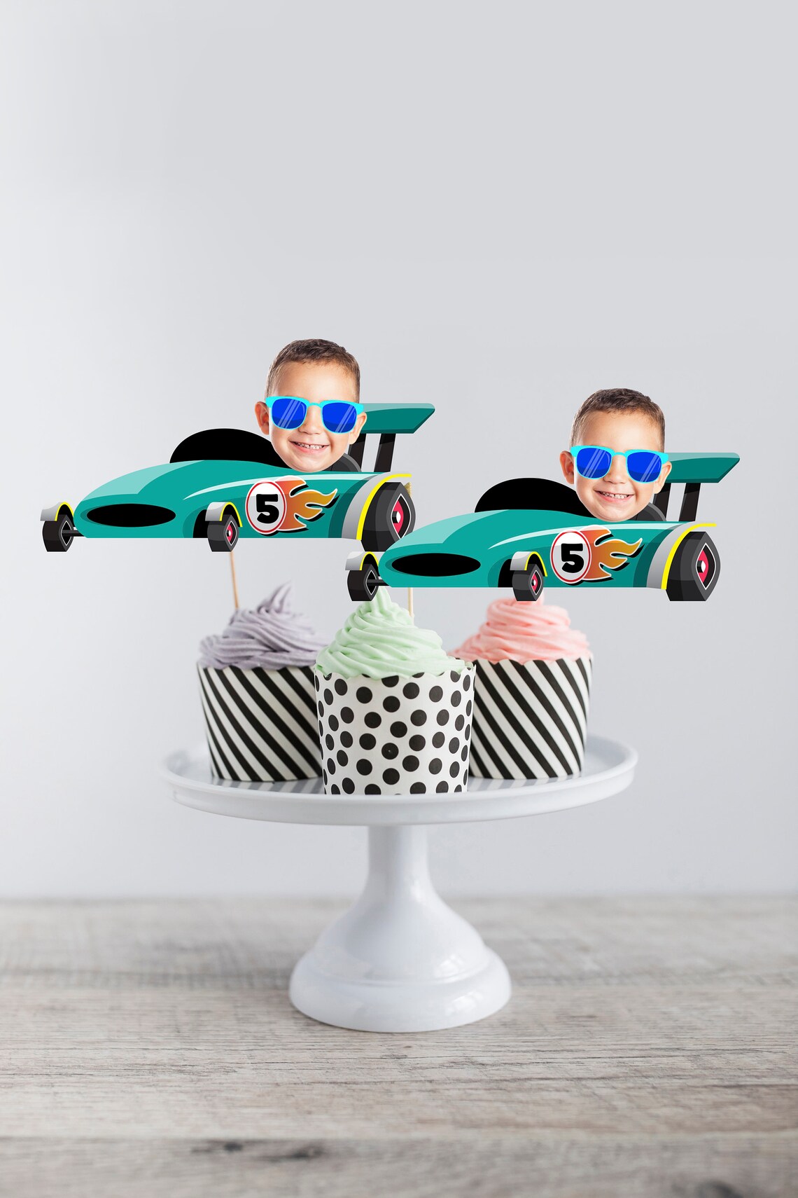 Car Race Birthday Cupcake Topper Printable, Race Car Cupcake Topper ...
