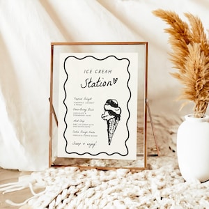 Ice Cream Station Sign Template, Editable Wedding Table Sign ...