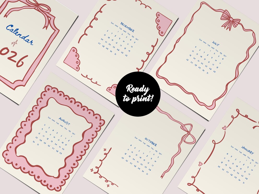 Pink Coquette Calendar 2026 PDF, Calendar 2026 Trending, Digital 2026 ...