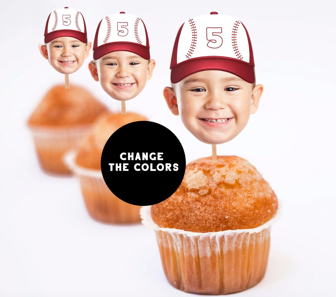 Baseball Cupcake Toppers Cupcake Toppers With Photo Sports - Etsy