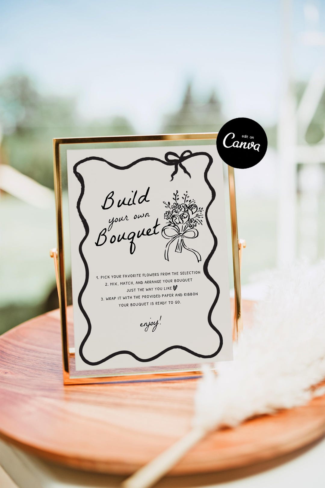 Hand Drawn Build Your Own Bouquet Template, Flower Bar Sign, Floral ...