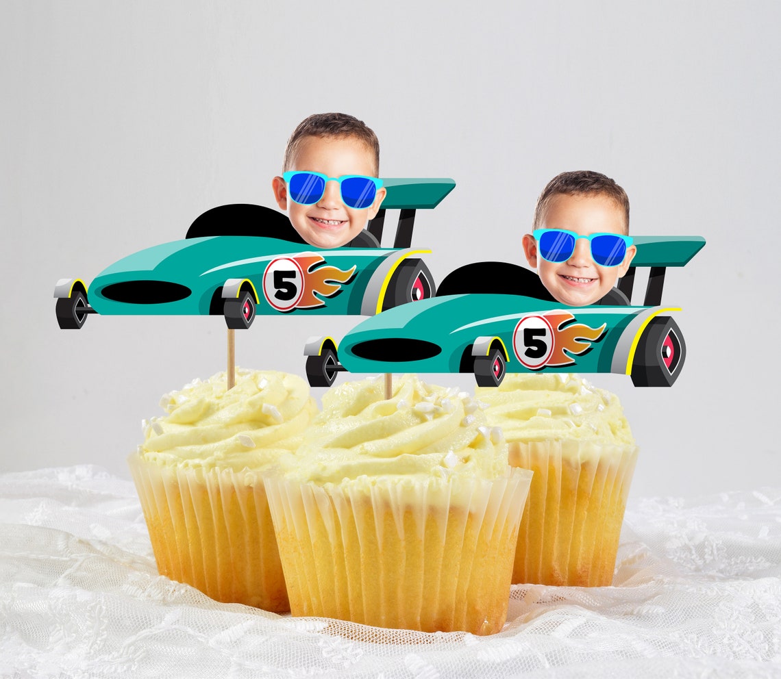 Car Race Birthday Cupcake Topper Printable, Race Car Cupcake Topper ...