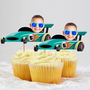 Car Race Birthday Cupcake Topper Printable, Race Car Cupcake Topper ...