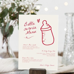 Mocktail Bar Sign, Baby Shower Bar Menu Template, Baby Shower Drink ...