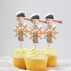 Ship Captain Cupcake Topper Printable, Sea Boy Cupcake Topper, Captain ...