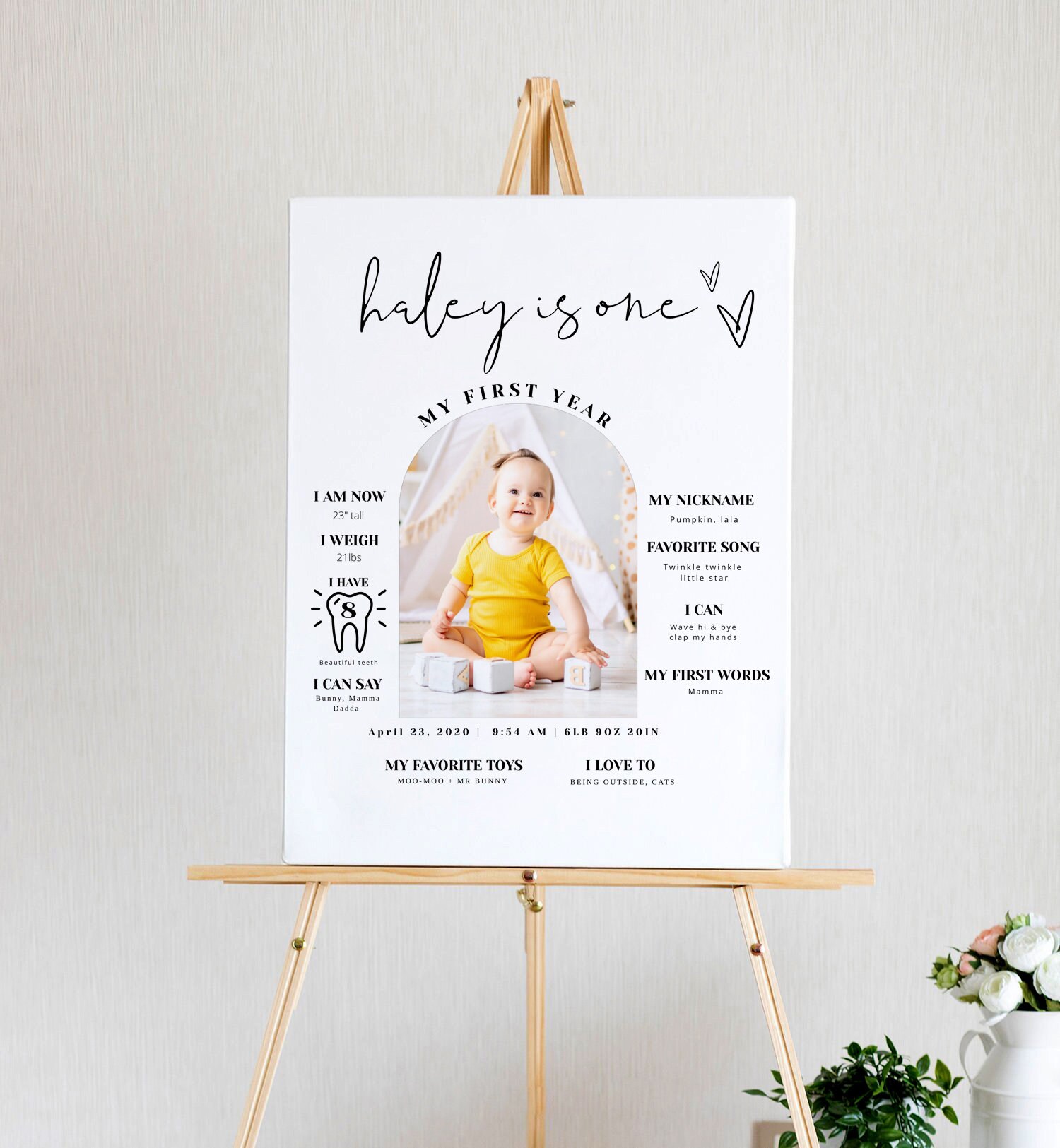 Modern Editable 1st Birthday Milestone Sign Printable One - Etsy