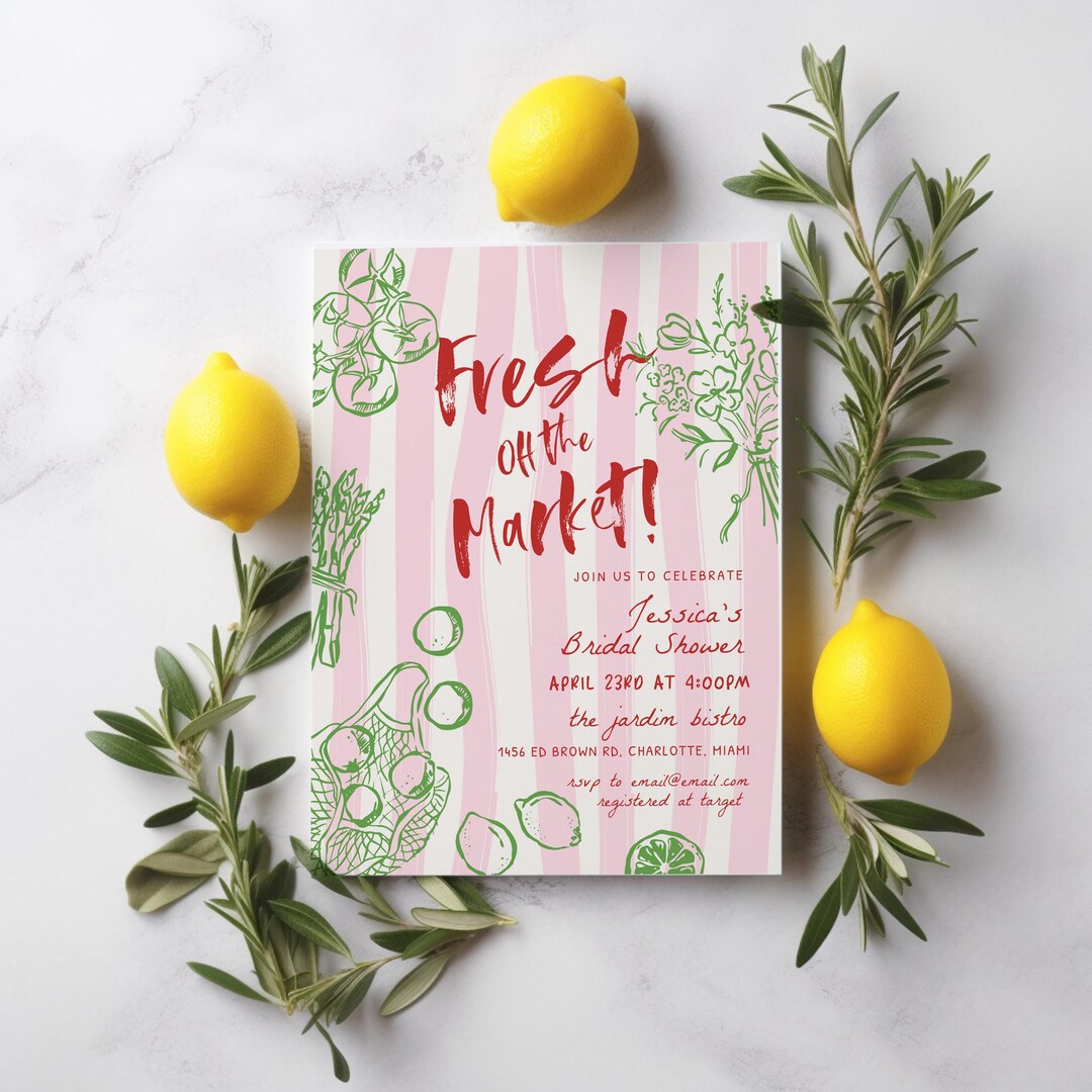 Fresh off the Market Bridal Shower Invitation Template, Editable Hand ...