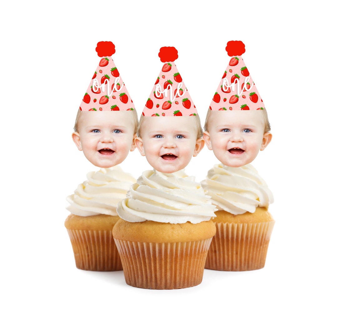 Strawberry Face Cupcake Topper Printable, Berry 1st Birthday Party ...