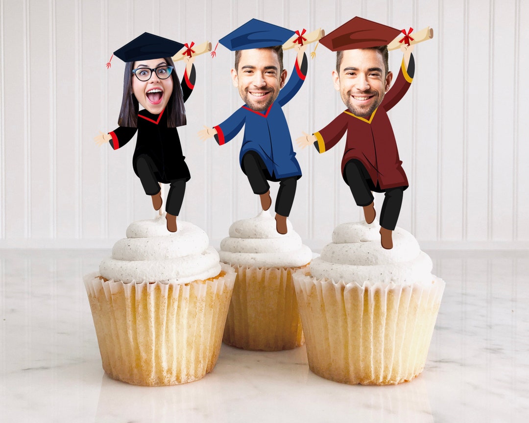 Graduation Photo Cupcake Topper Printable, Graduation Cake Topper, Grad ...