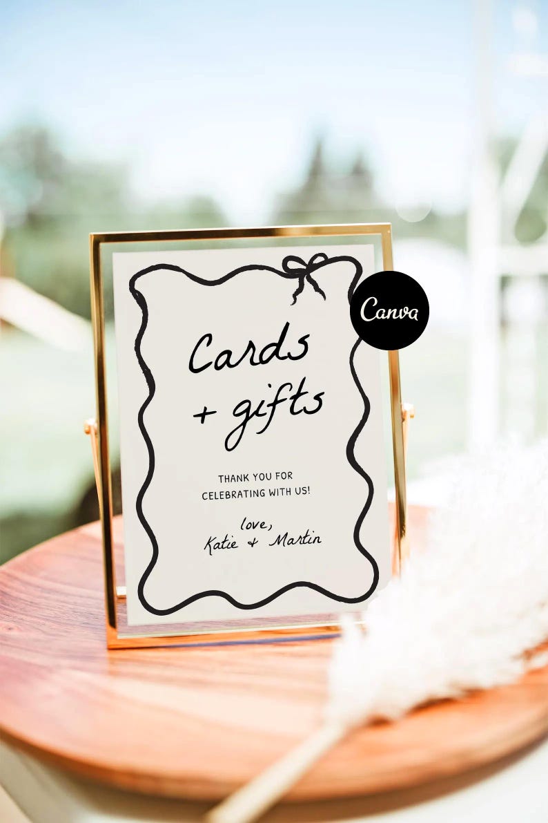 Hand Drawn Cards and Gifts Sign Template, Wedding Card Box Sign ...