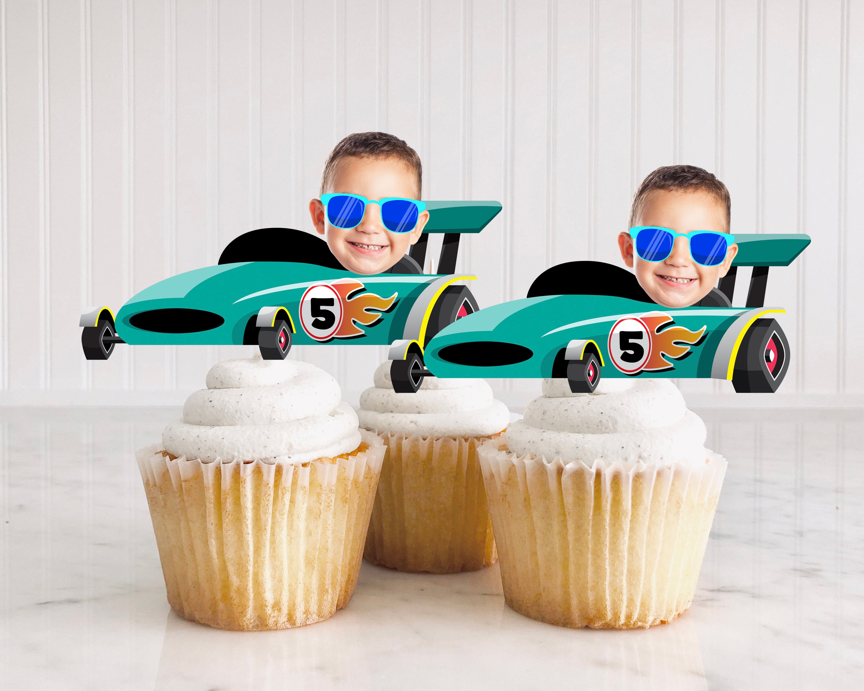 Car Race Birthday Cupcake Topper Printable, Race Car Cupcake Topper ...