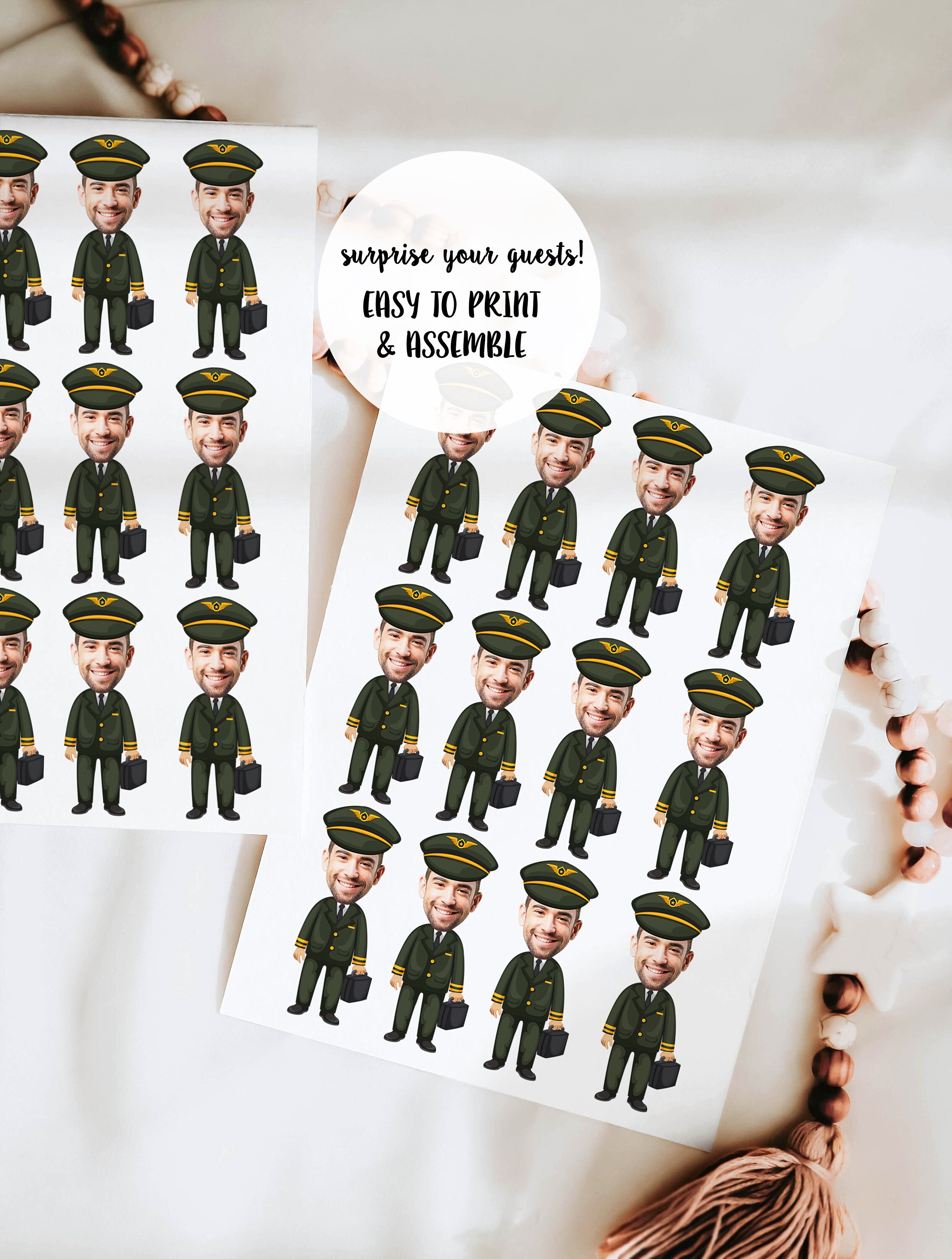 Airplane Pilot Cupcake Topper Printable, Airplane Pilot Party Decor ...
