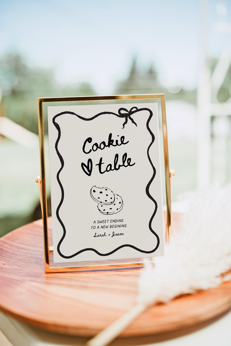 Cookie Table Sign Template, A Sweet Ending to A New Beginning, Wedding ...