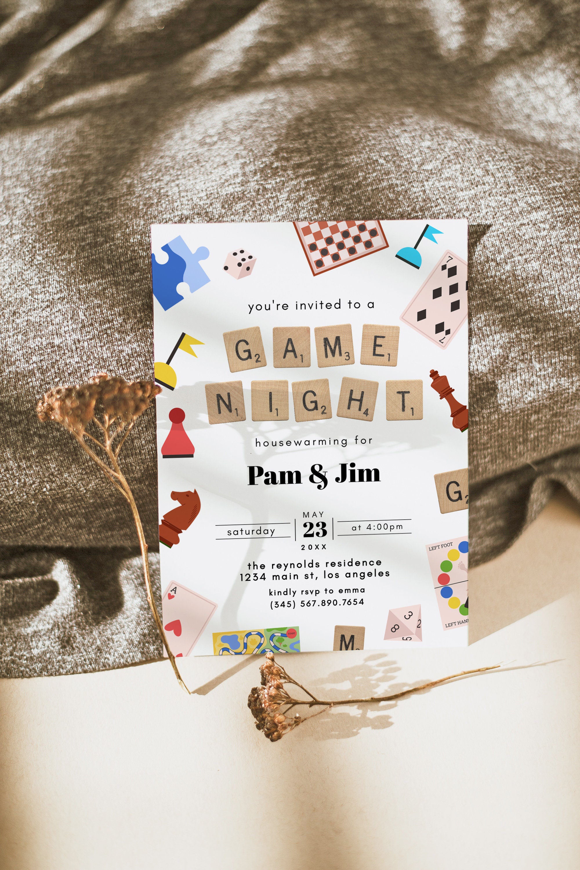 Game Night Party Invitation Template, Game Night Invite Text, Modern ...
