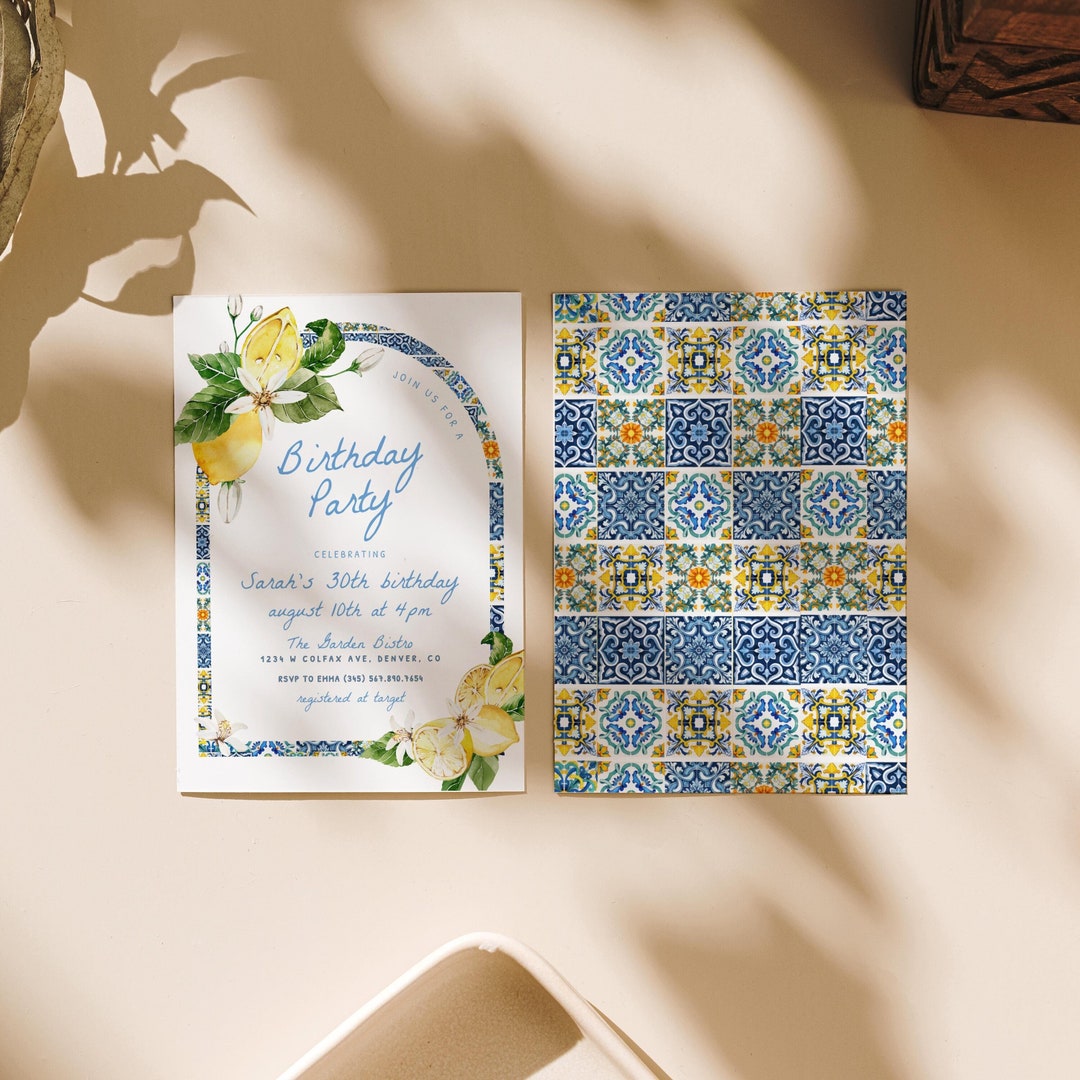 Mediterranean Birthday Invitation Template, Italian Birthday Invitation ...