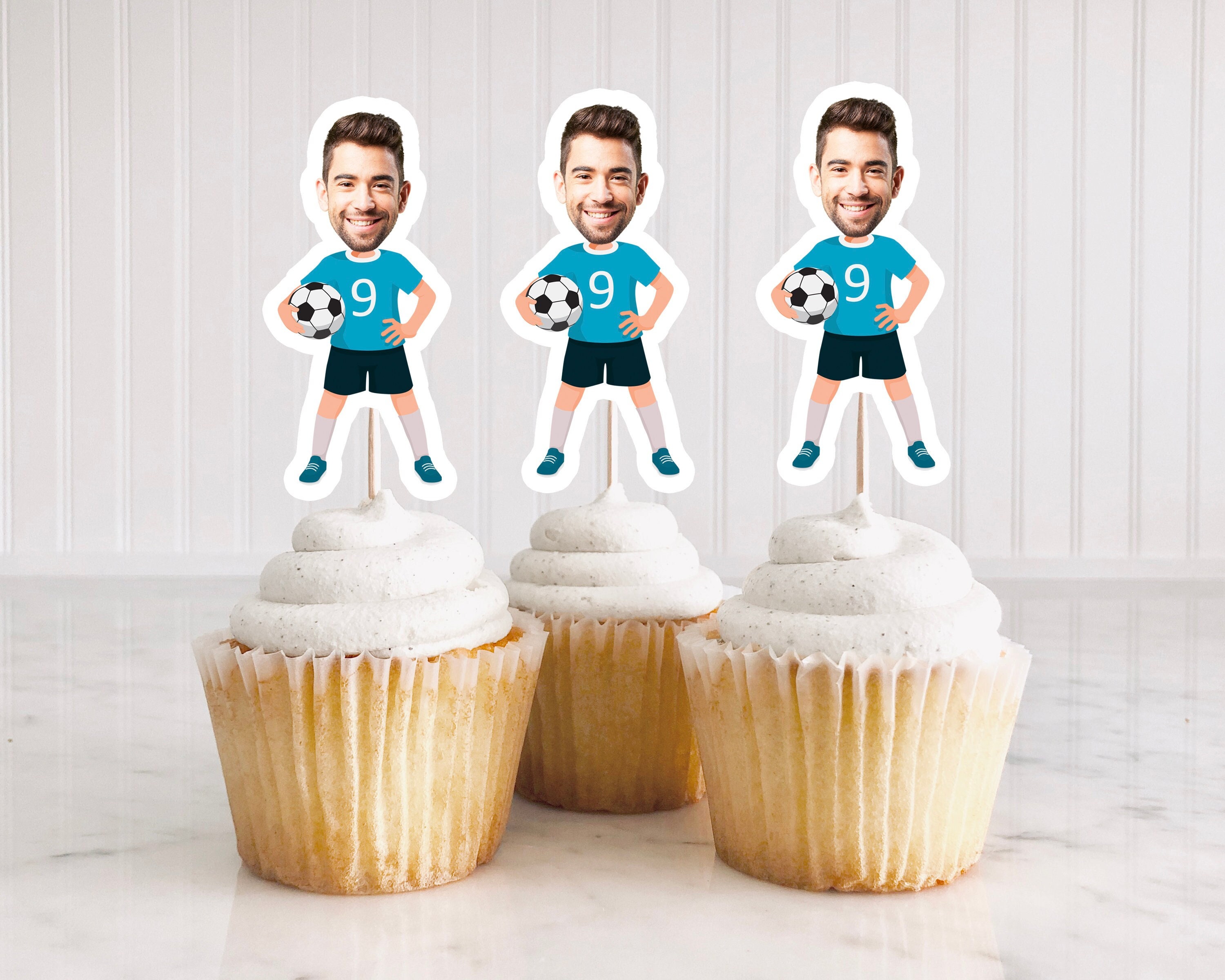 Football Cupcake Topper Printable, Soccer Player Cupcake Topper ...