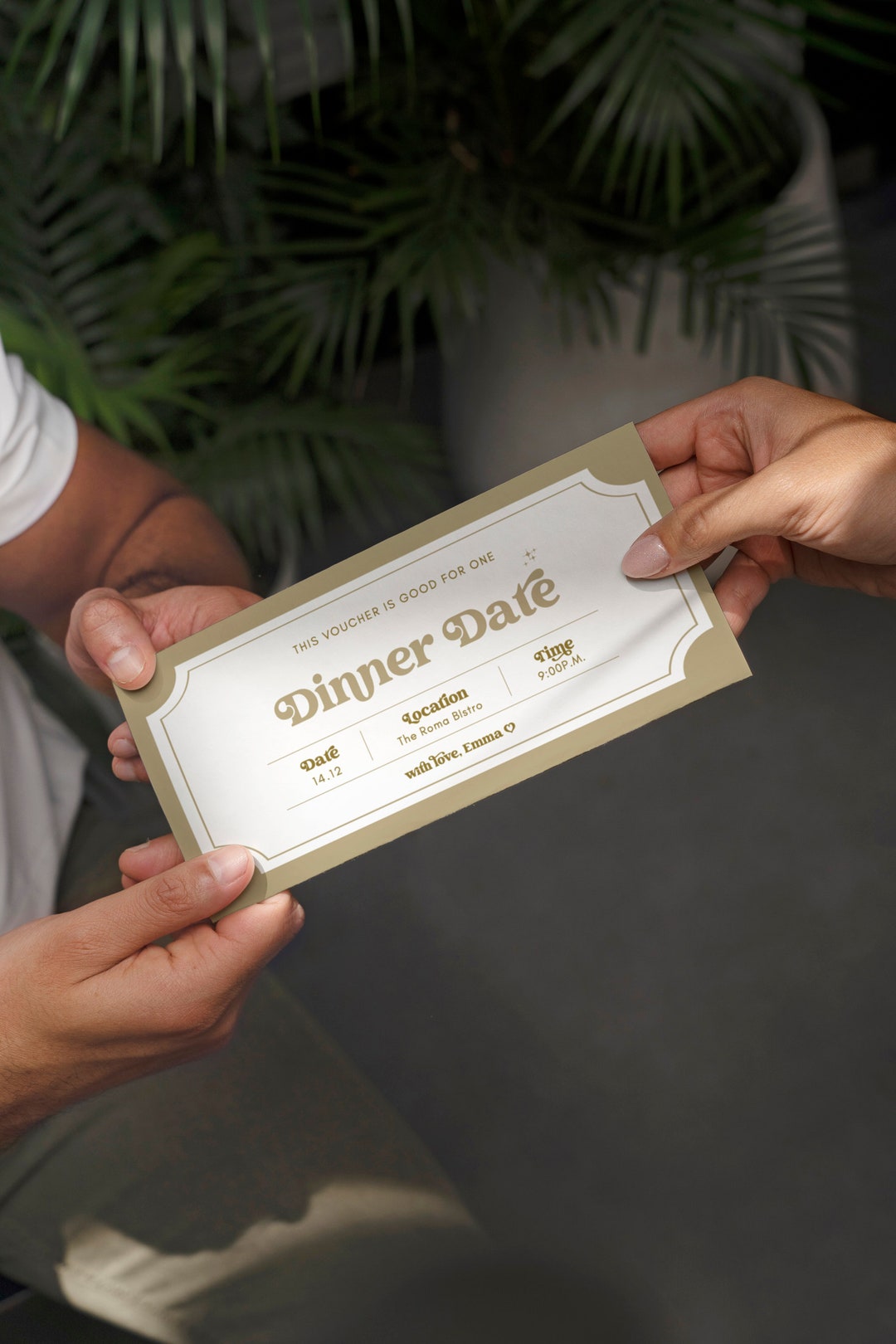 Birthday Dinner Gift Voucher Template, Dinner Date Ticket Gift, Dinner ...