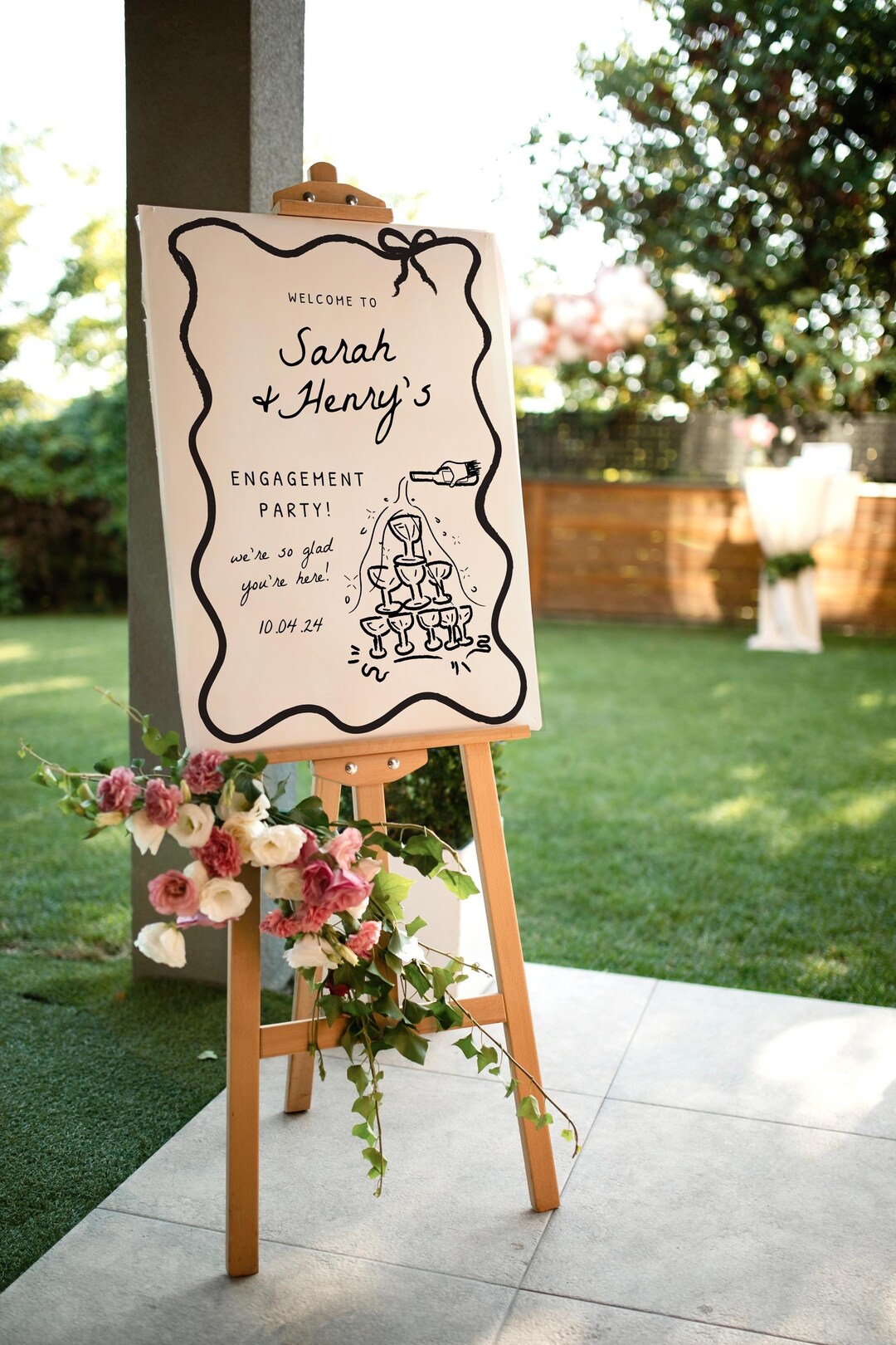Engagement Party Sign Invitation Hand Drawn, Couples Shower Invite ...