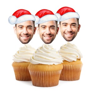 Santa Hat Cupcake Topper, Christmas Cupcake Toppers, Office Christmas ...