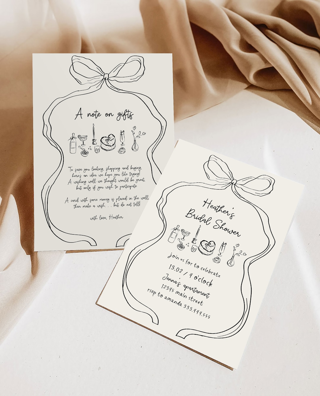 Old Money Bridal Shower Invitation, Ribbon Bridal Shower Invitation ...