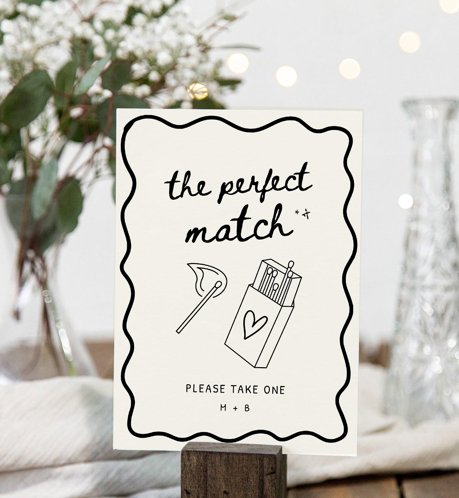 Wedding Match Box Favor Sign, Perfect Match Favor Sign, Unique Match ...