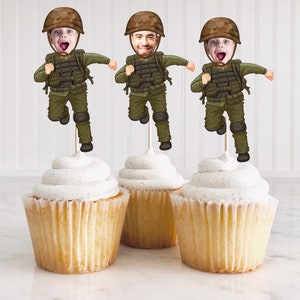 Soldier Cupcake Topper Printable, American Soldier Face Cupcake Topper ...