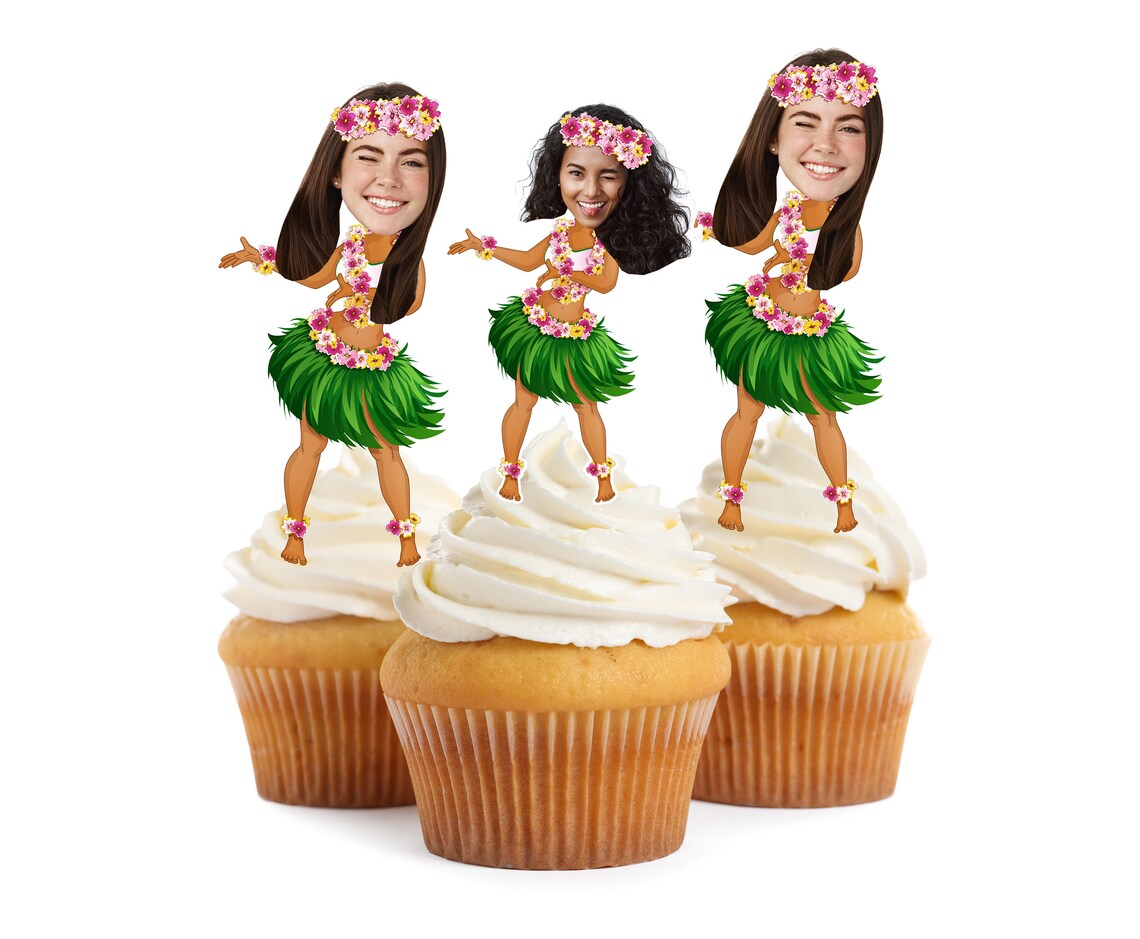 Hula Dancer Boxer Cupcake Toppers, Hawaiian Dancer Cupcake Topper, Luau ...