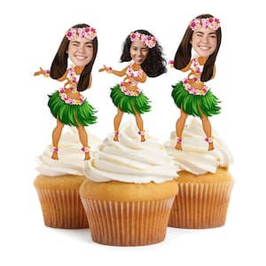 Hula Dancer Boxer Cupcake Toppers, Hawaiian Dancer Cupcake Topper, Luau ...
