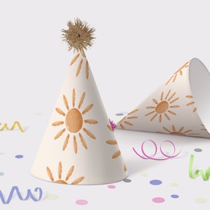 Boho Sun Birthday Party Hat Printable, Sun Birthday Party Hats ...