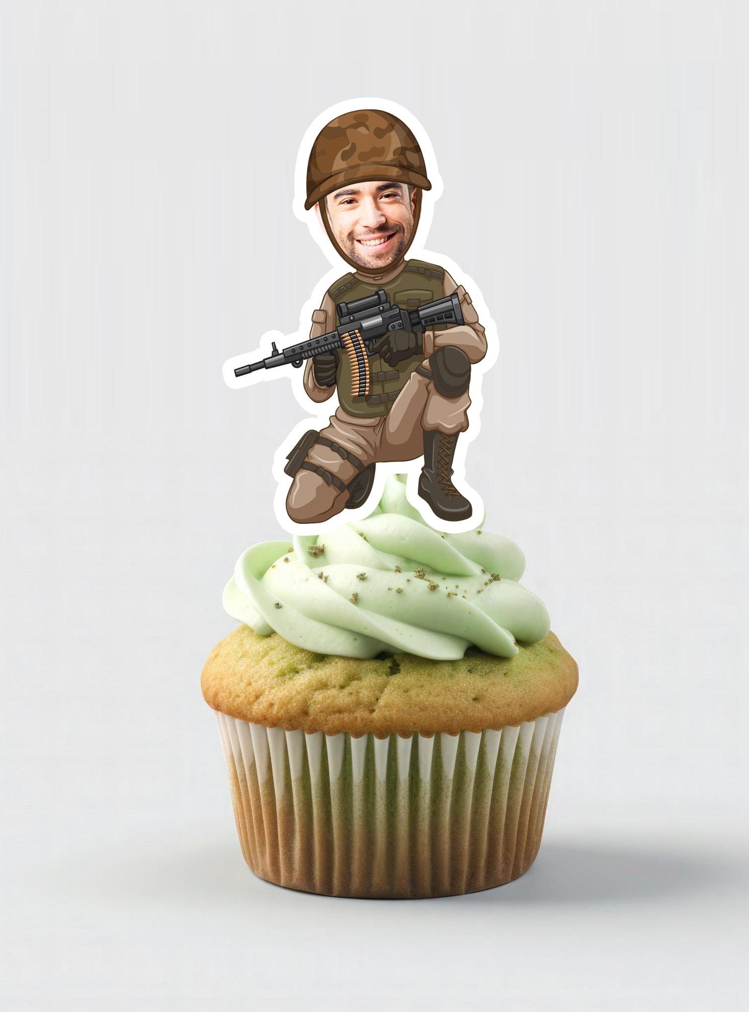 Military Face Cupcake Topper Printable, Army Cupcake Topper, Soldier ...