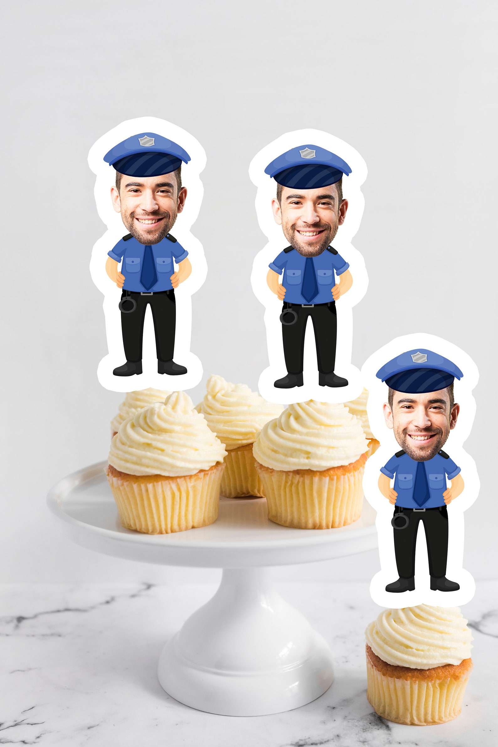Police Birthday Cupcake Topper, Police Retirement Party Decor, Police ...