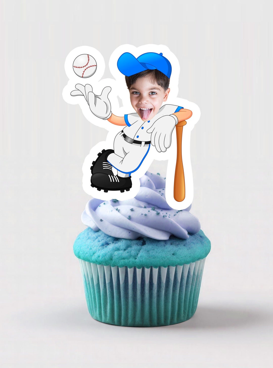 Baseball Player Cupcake Topper, Baseball Cupcake Topper, Sports ...
