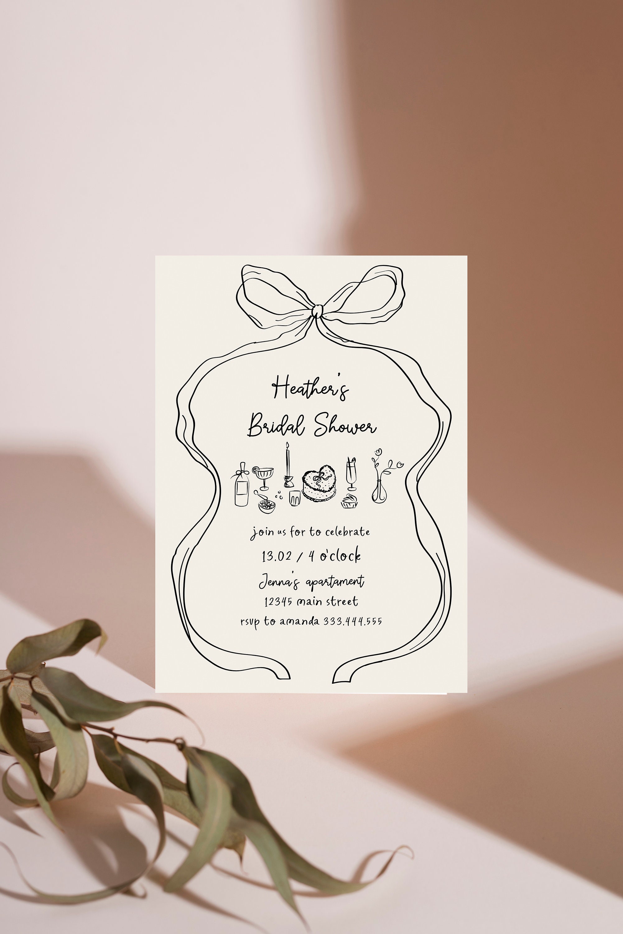 Old Money Bridal Shower Invitation, Ribbon Bridal Shower Invitation ...