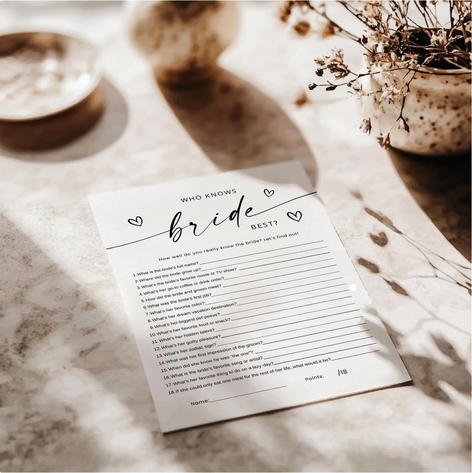Who Knows the Bride the Best Game, Printable How Well Do You Know the ...