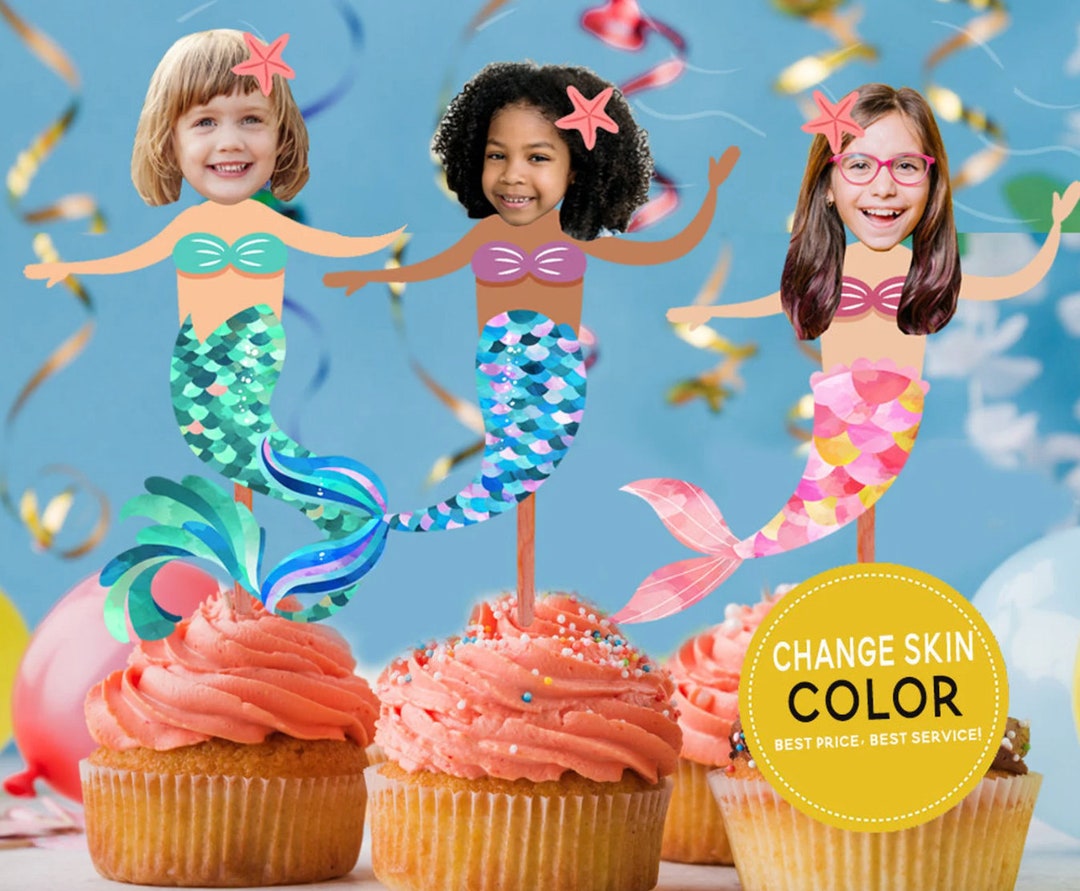 Mermaid Cupcake Toppers Printable, Mermaid Birthday Decor, Cupcake ...