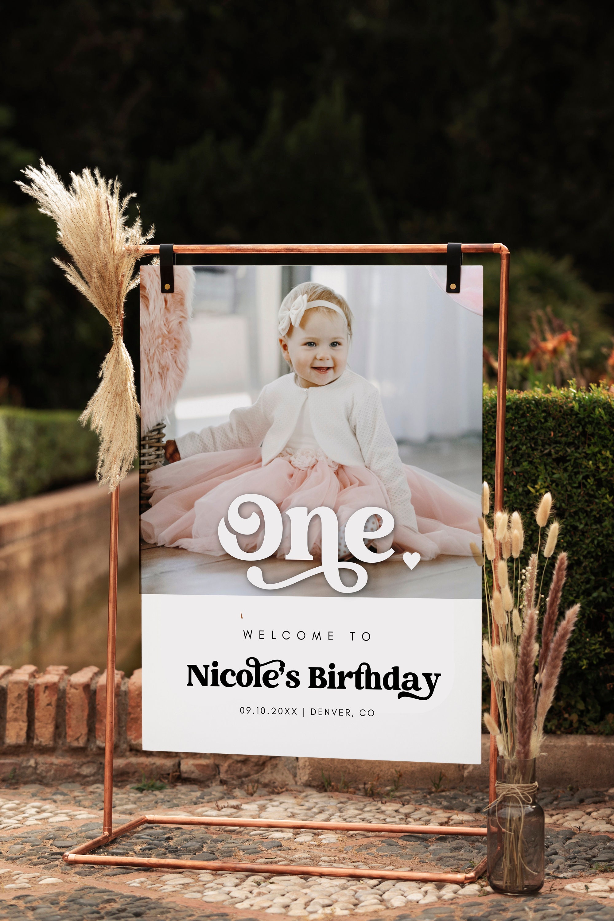 Modern Photo Birthday Welcome Sign Template 1st Birthday - Etsy