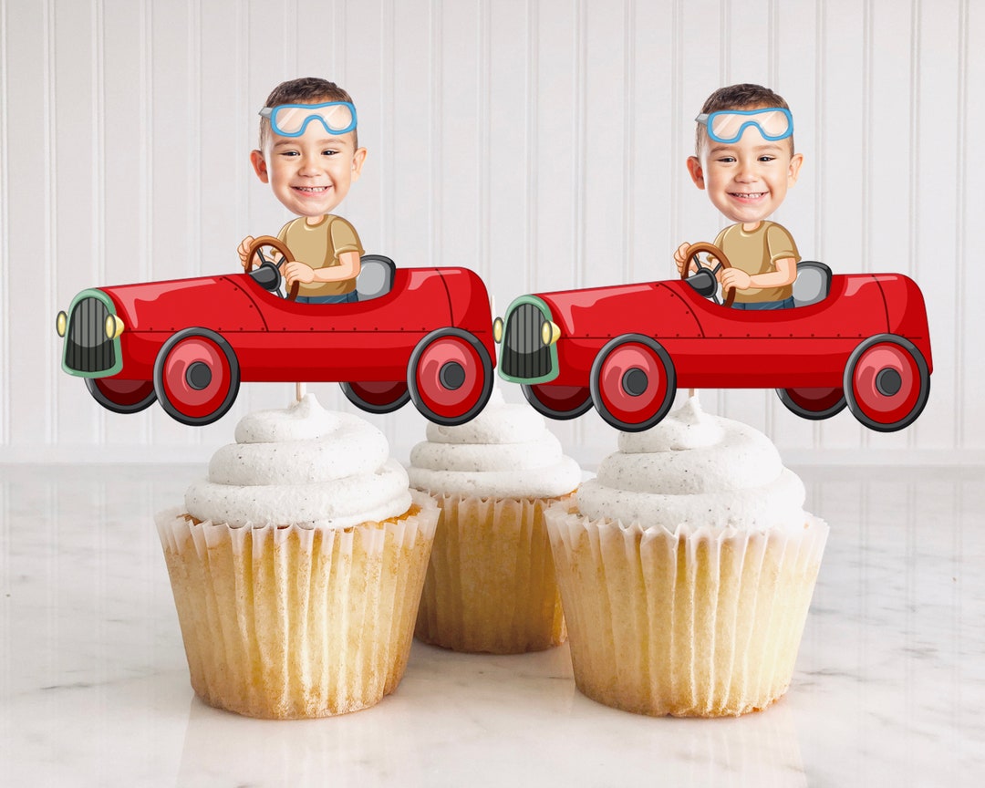 Race Car Cupcake Topper, Vintage Race Car Cupcake Topper, Race Car ...