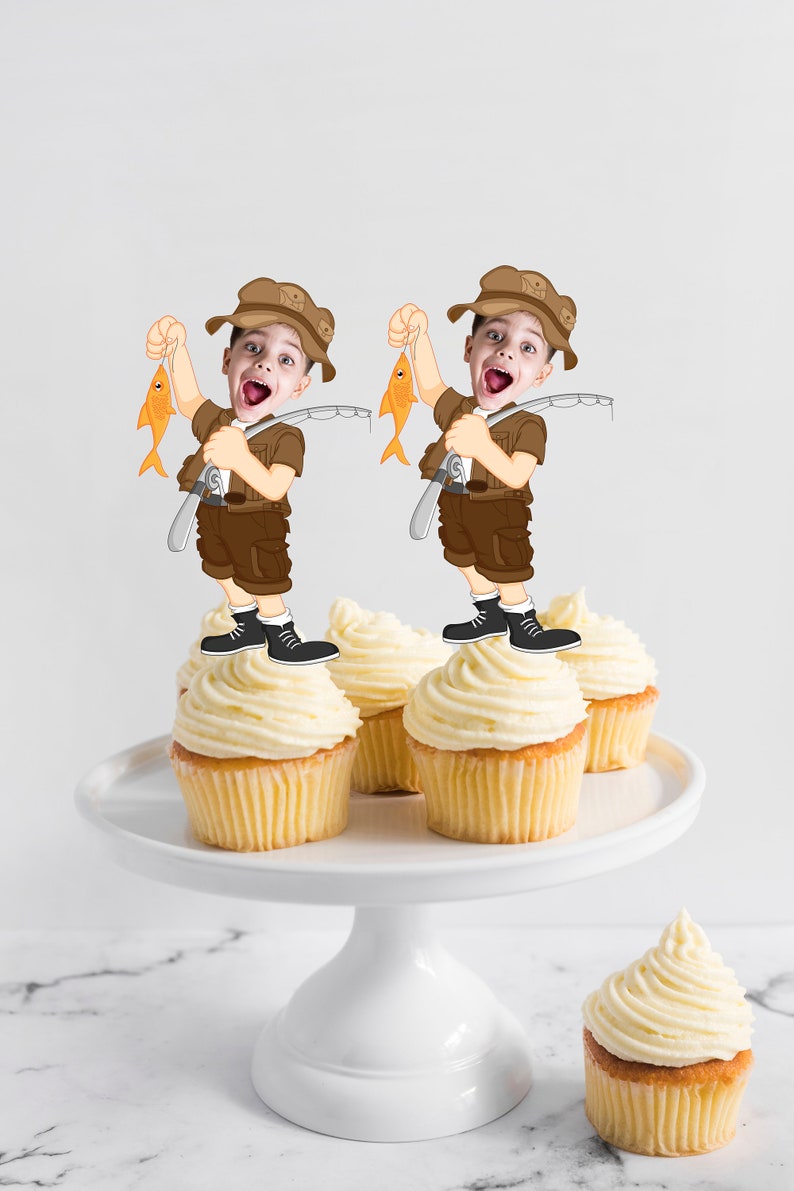 Fishing Birthday Cupcake Toppers, Fisherman Cupcake Topper, Fishing ...