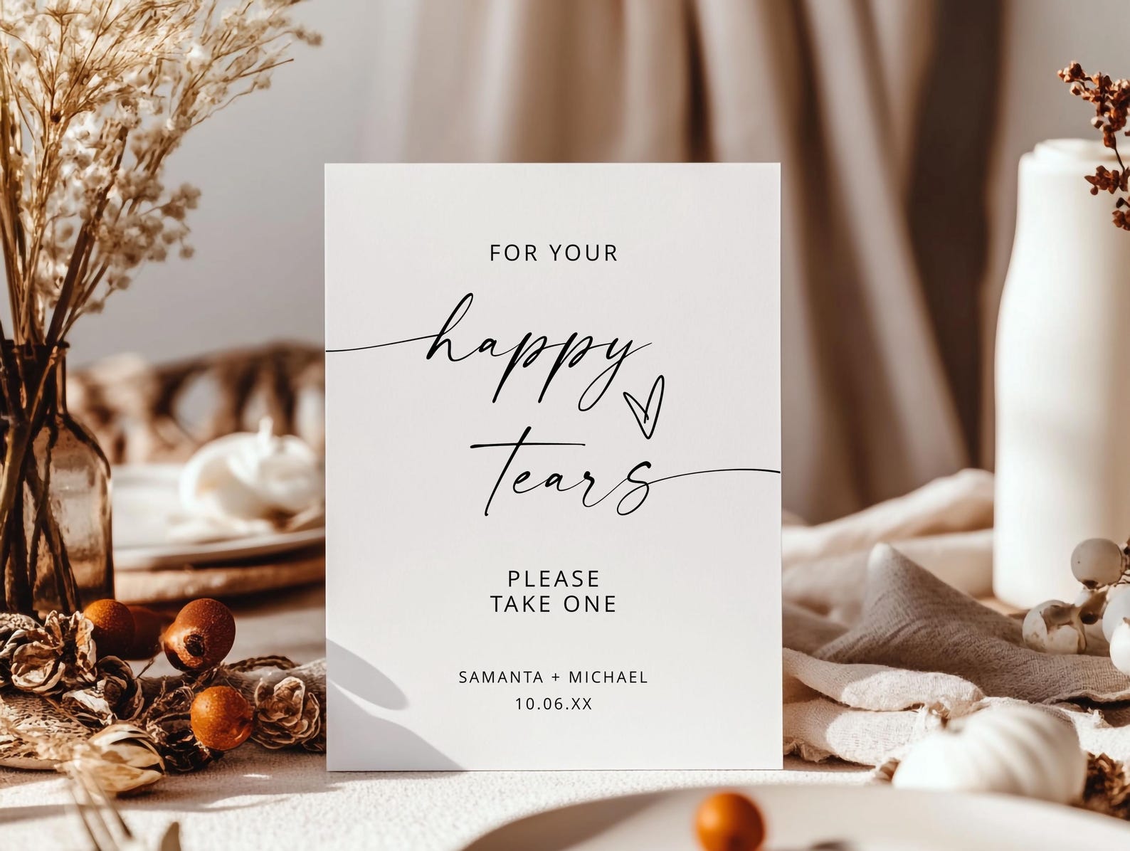 Happy Tears Template Printable Wedding Sign, Wedding Day Kleenex Sign ...