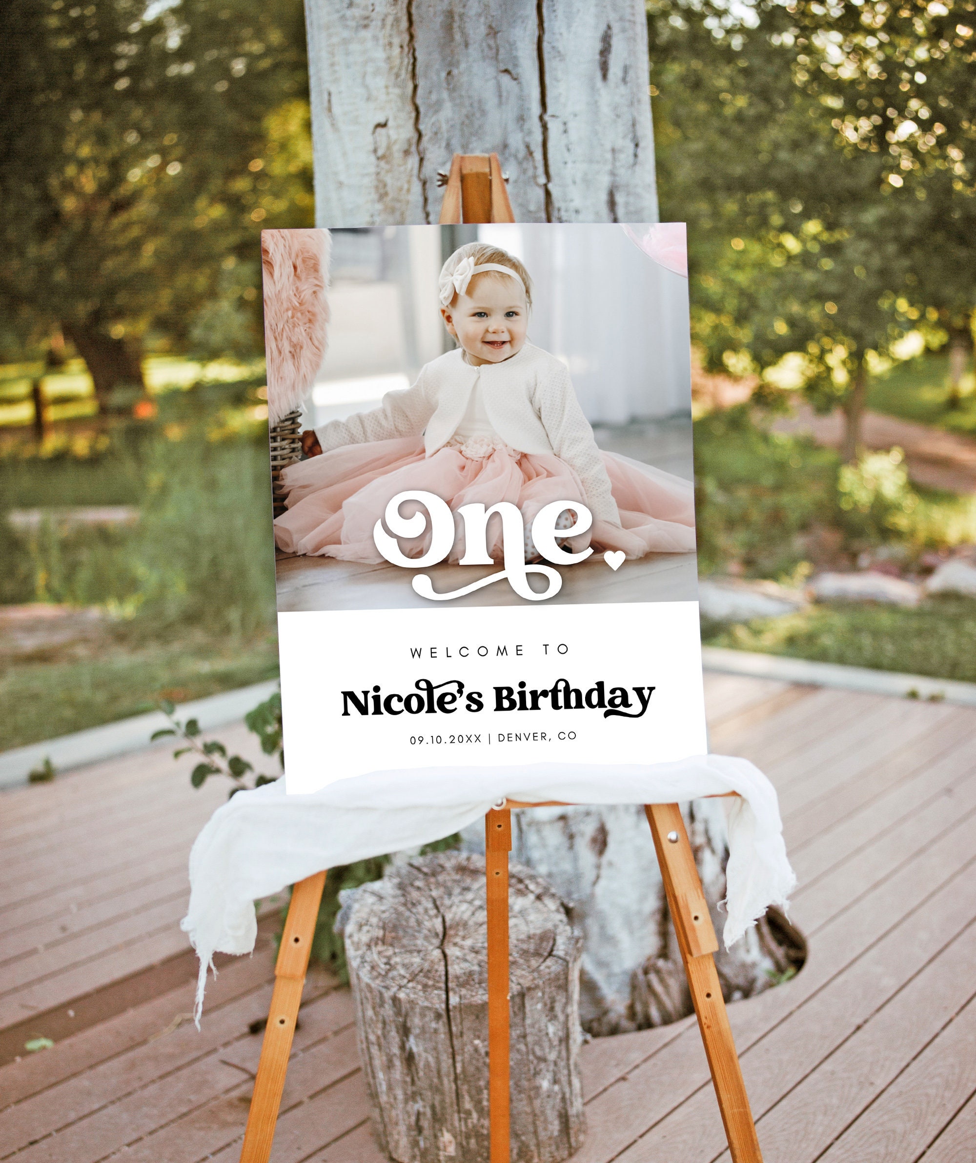 Modern Photo Birthday Welcome Sign Template 1st Birthday - Etsy