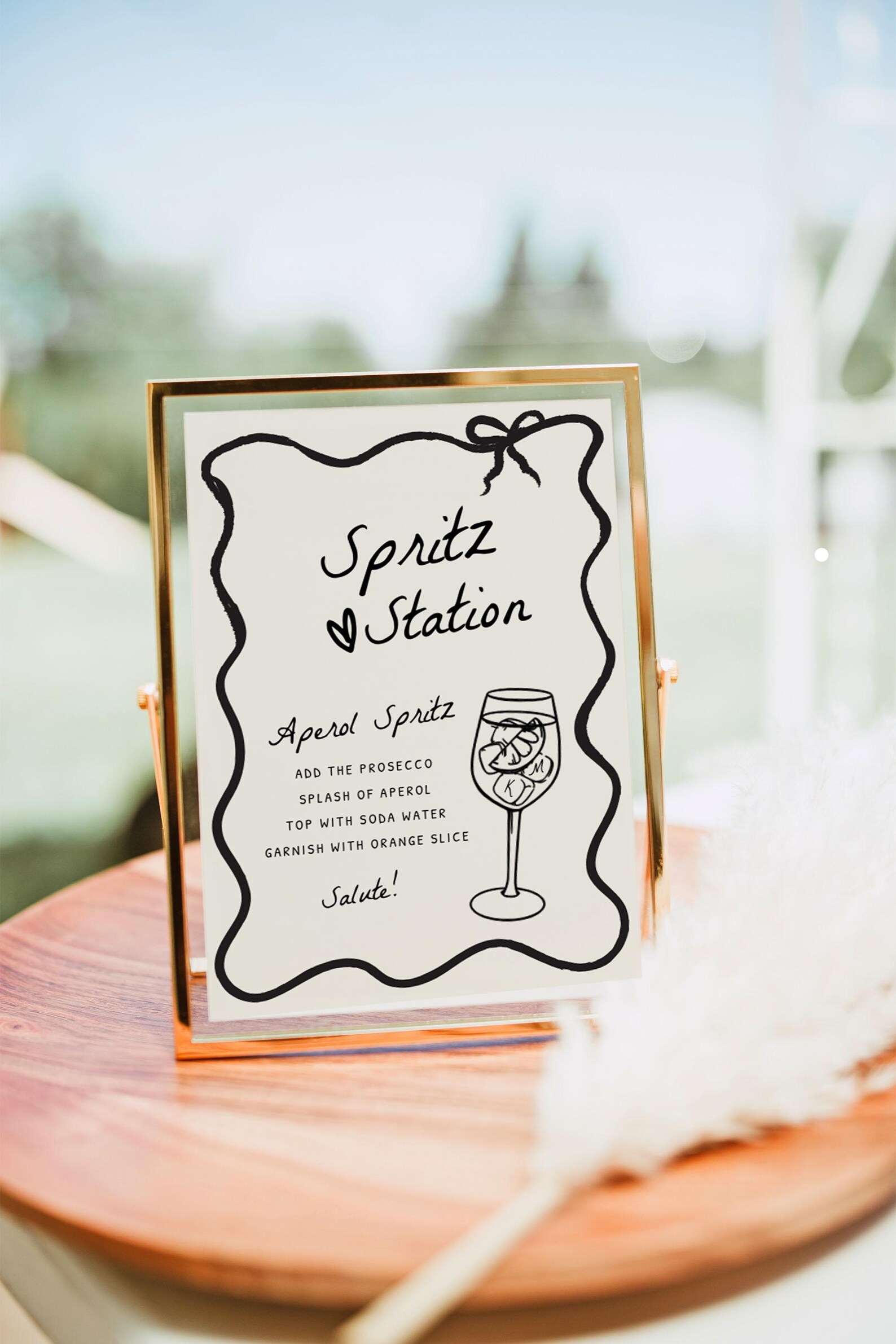 Aperol Spritz Station Sign Template, Wavy Wedding Table Signs, Hand ...