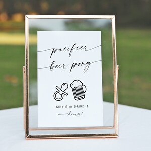 Pacifier Beer Pong Sign, Baby Brewing Shower Game, Baby Beer Pong Game ...