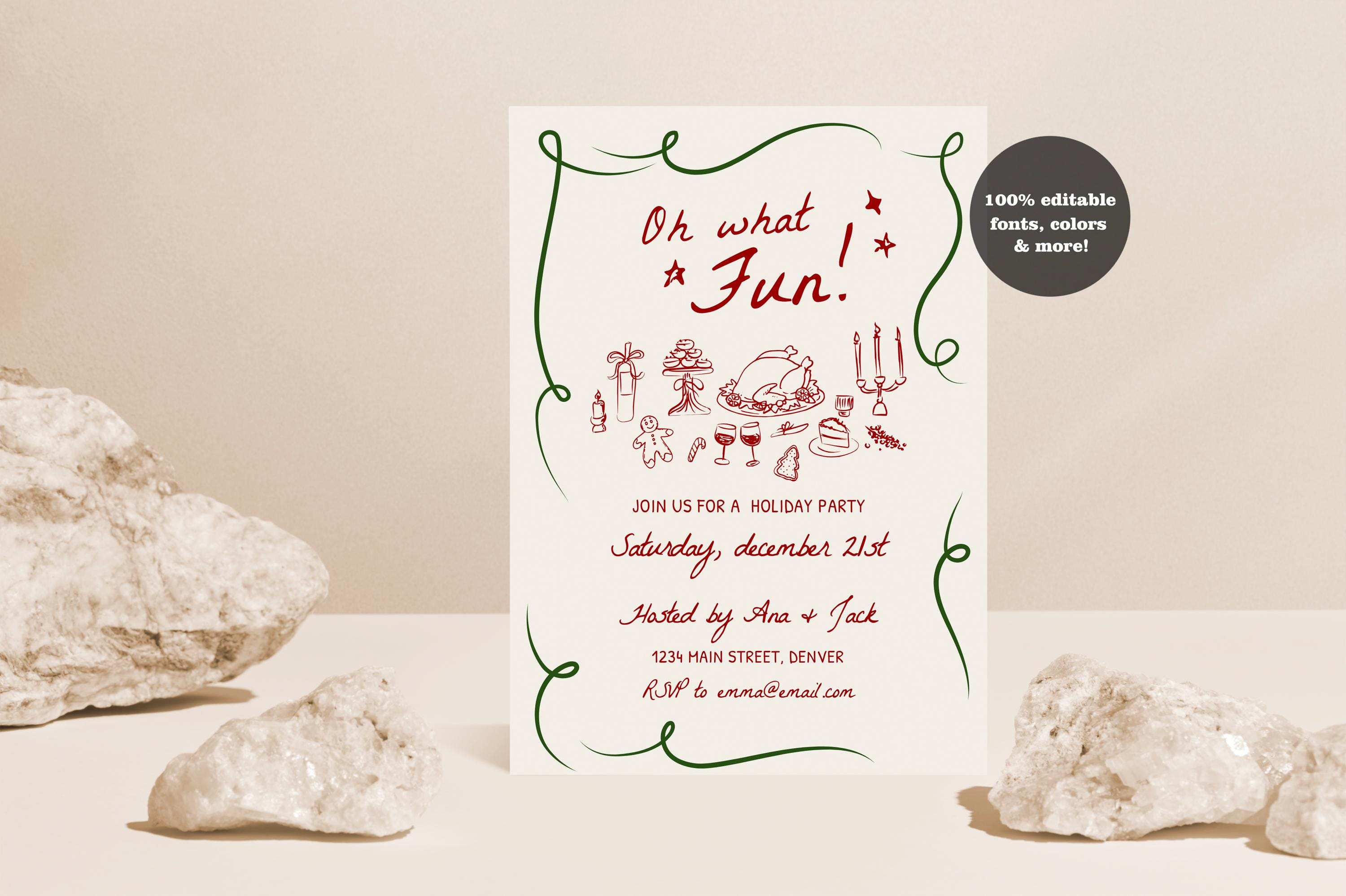 Oh What Fun Christmas Party Invitation, Editable Printable Holiday ...