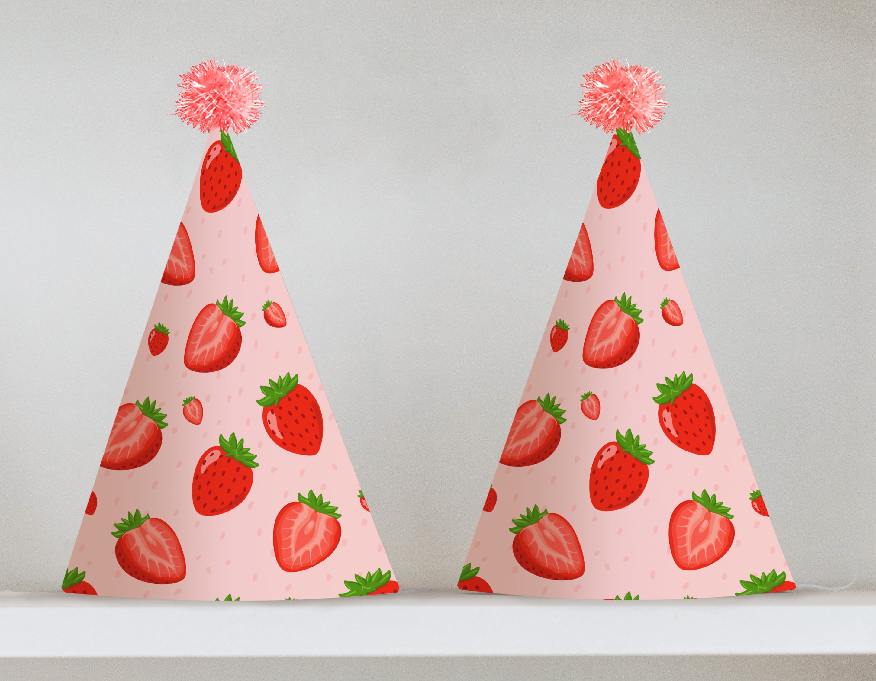 Strawberry Party Hat, Printable Berry First Strawberry, Berry Birthday ...