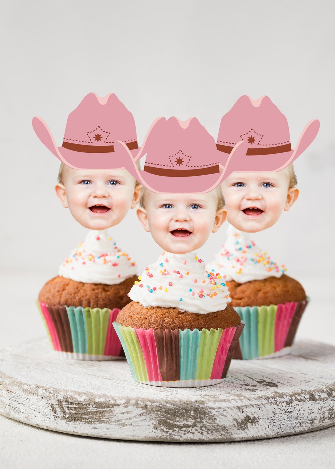 Cowgirl Cupcake Topper Printable Pink First Rodeo Birthday - Etsy