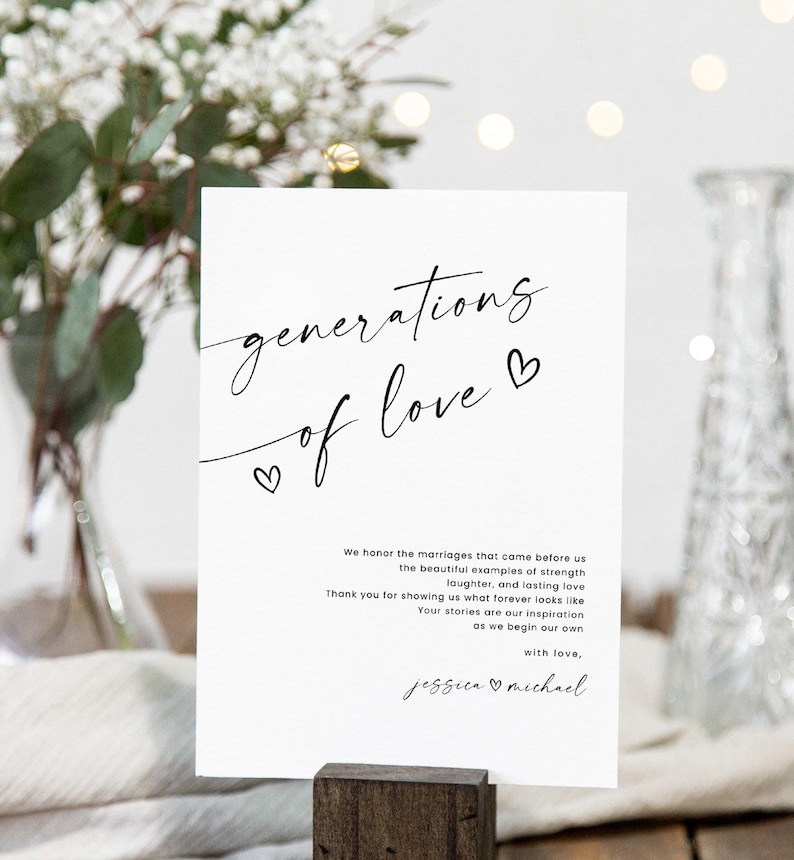 Modern Wedding Generations of Love Sign Template, All That We Hope to ...