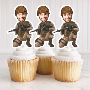 Military Face Cupcake Topper Printable, Army Cupcake Topper, Soldier ...