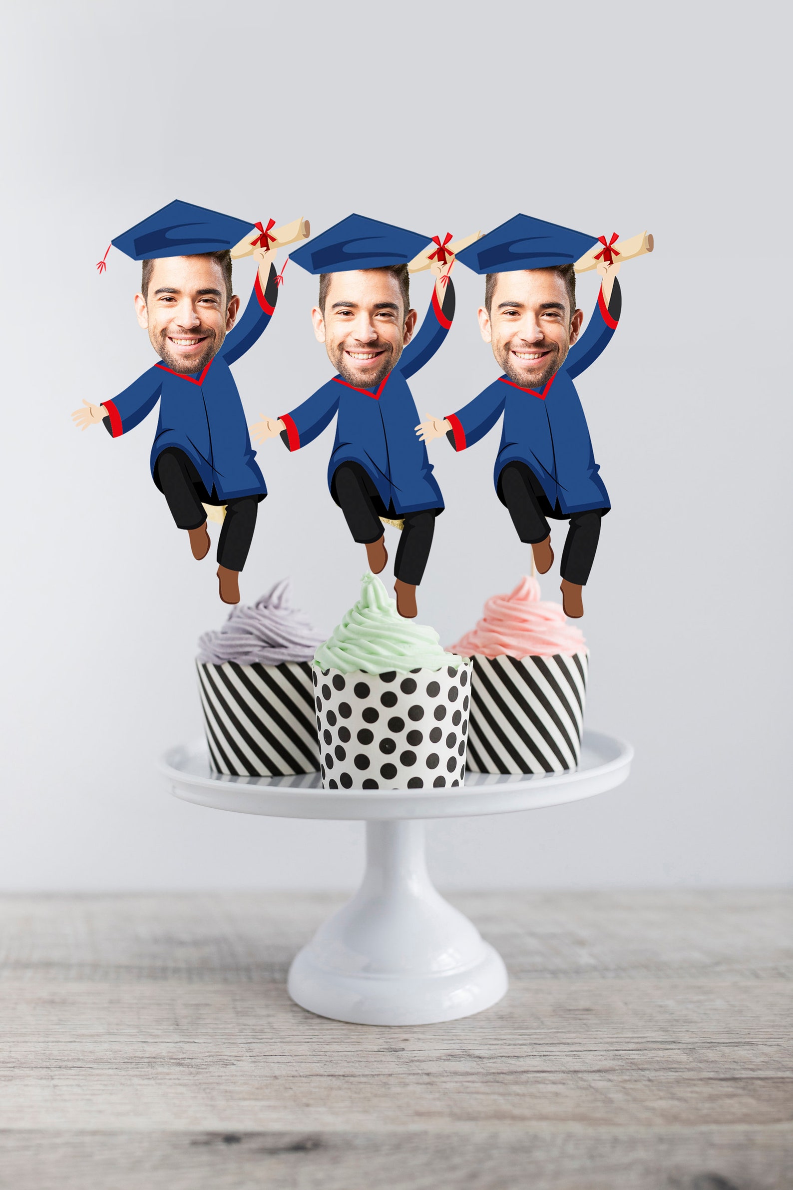 Graduation Photo Cupcake Topper Printable, Graduation Cake Topper, Grad ...