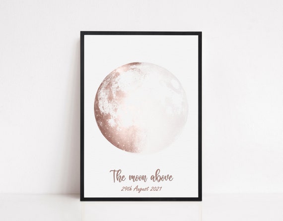 Prints Phases of the moon personalised birth date print Home Décor etna ...